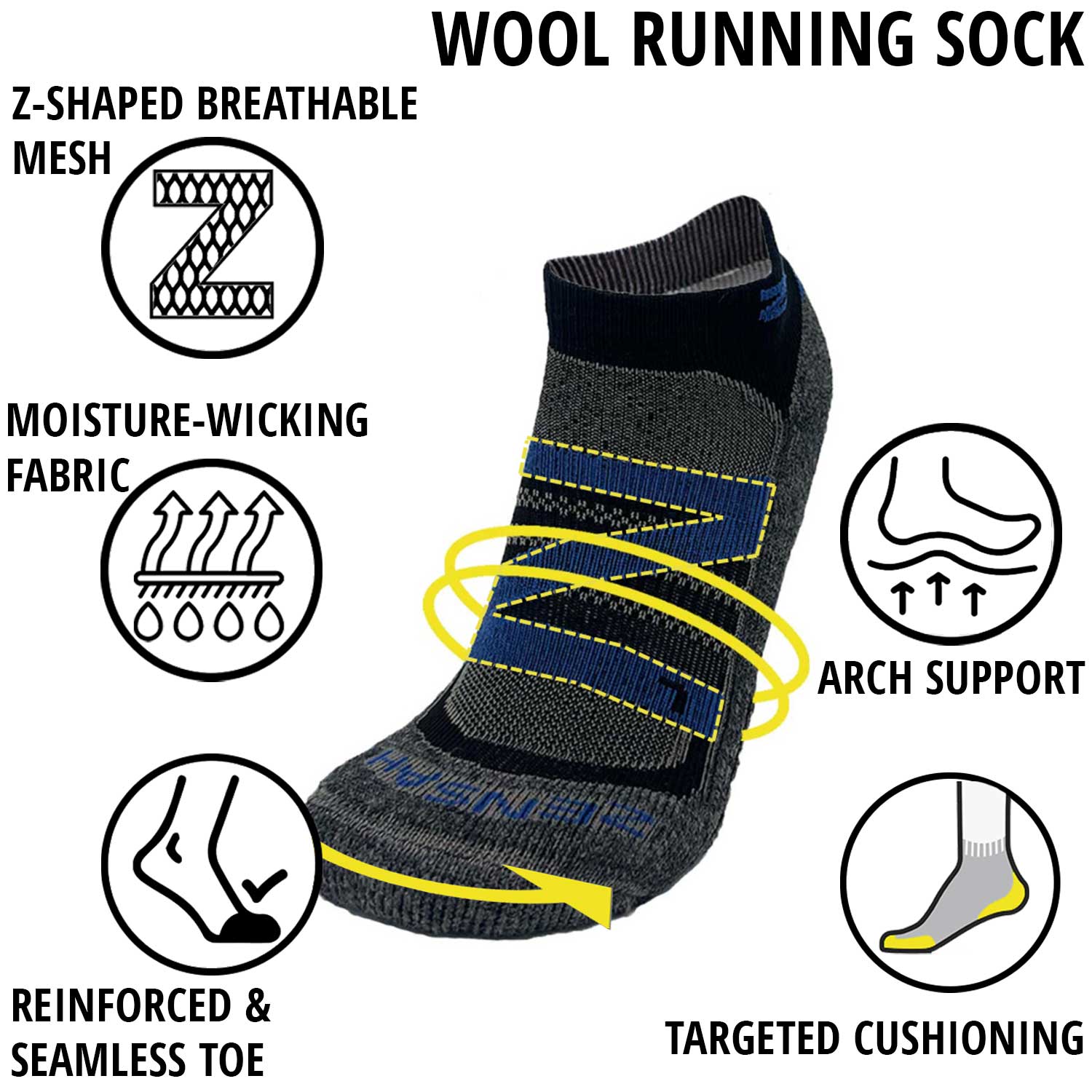 Wool Running Socks - Best Comfortable Running Socks - Mid-Cushion Socks ...