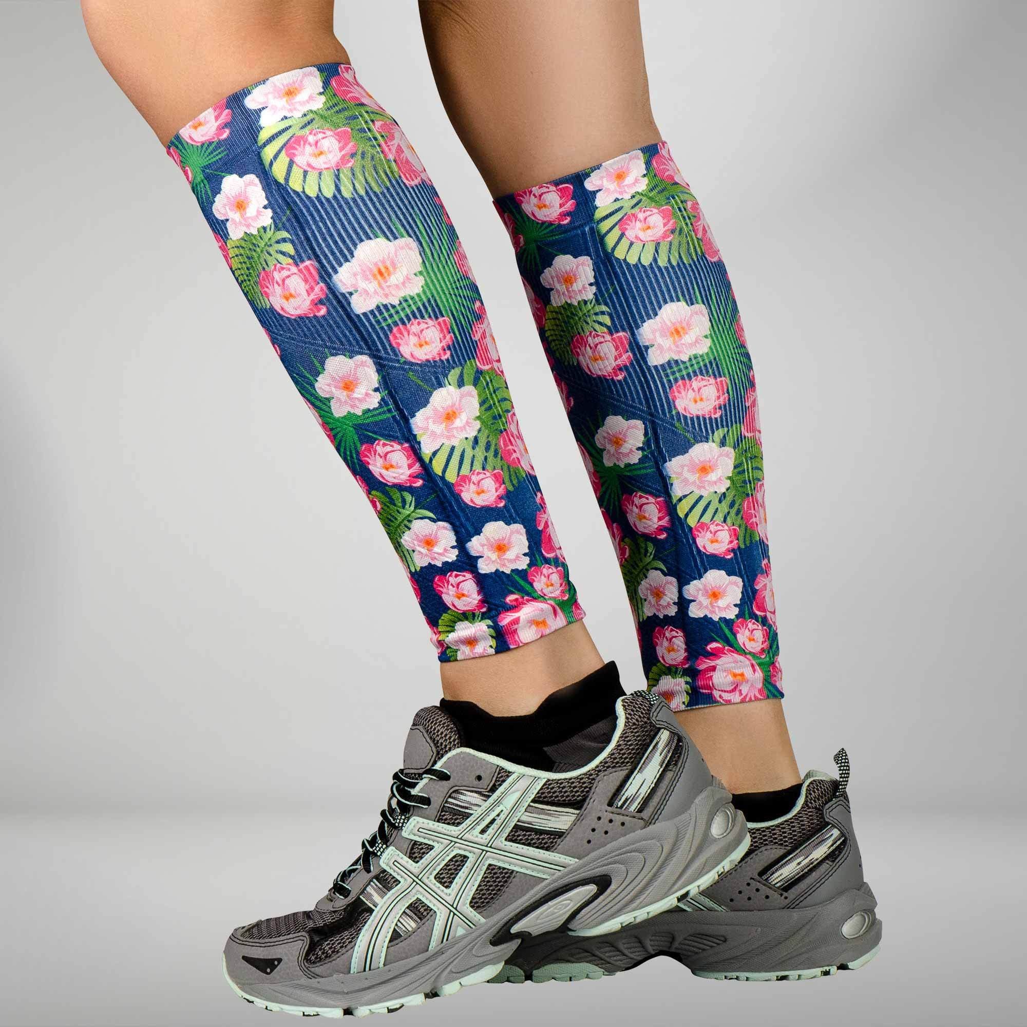Floral Compression Leg Sleeves, Calf Sleeves Marathons | Zensah